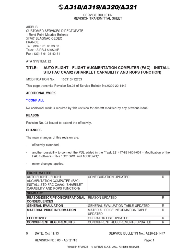 Title: Auto-Flight - Flight Augmentation Computer (Fac) - Install STD ...