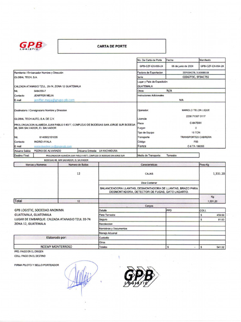 CARTA DE PORTE | PDF