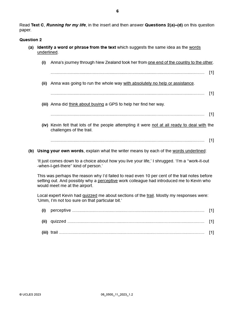Reading Comprehension - Running For My Life | PDF | Cognitive Science