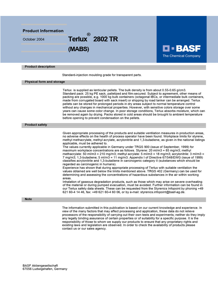 Terlux 2802 TR | PDF | Strength Of Materials | Electrical Resistivity And Conductivity