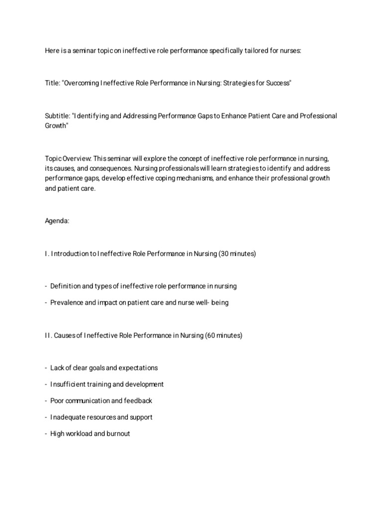 Ineffective Role Performance | PDF