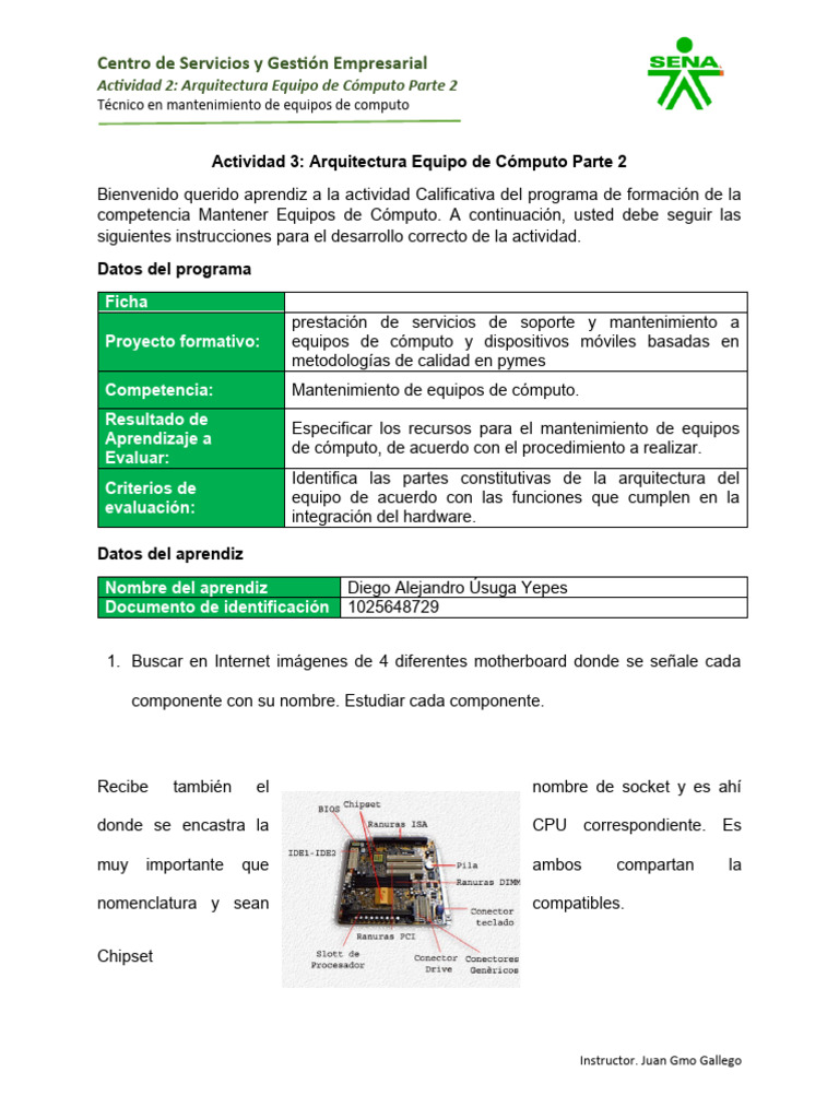 Actividad 3 Arquitectura Equipo de Computo Parte 2 (1) TERMINADO | PDF | Hardware de la ...