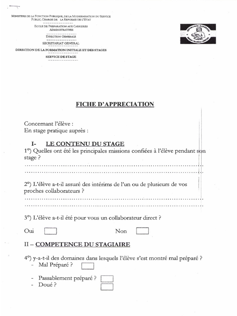 Fiches D'appreciation | PDF