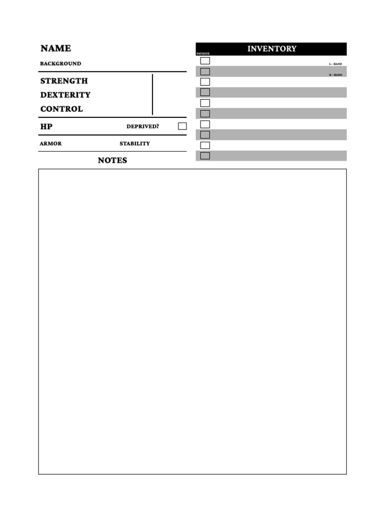 Liminal Horror Character Sheet | PDF