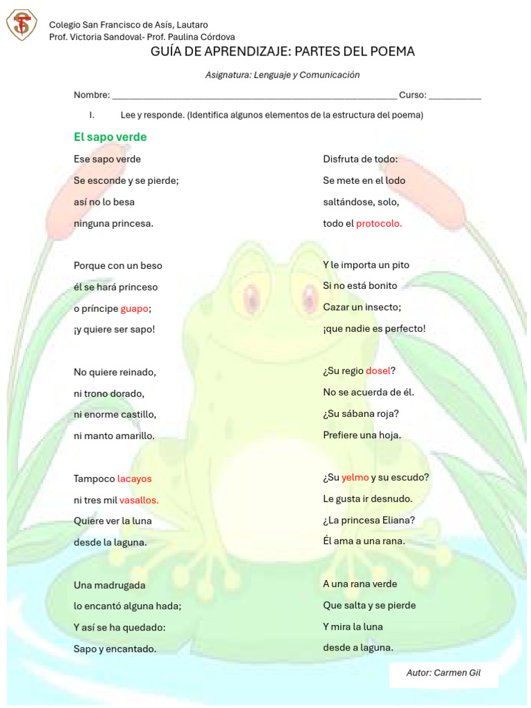 Guia Partes Del Poema | PDF