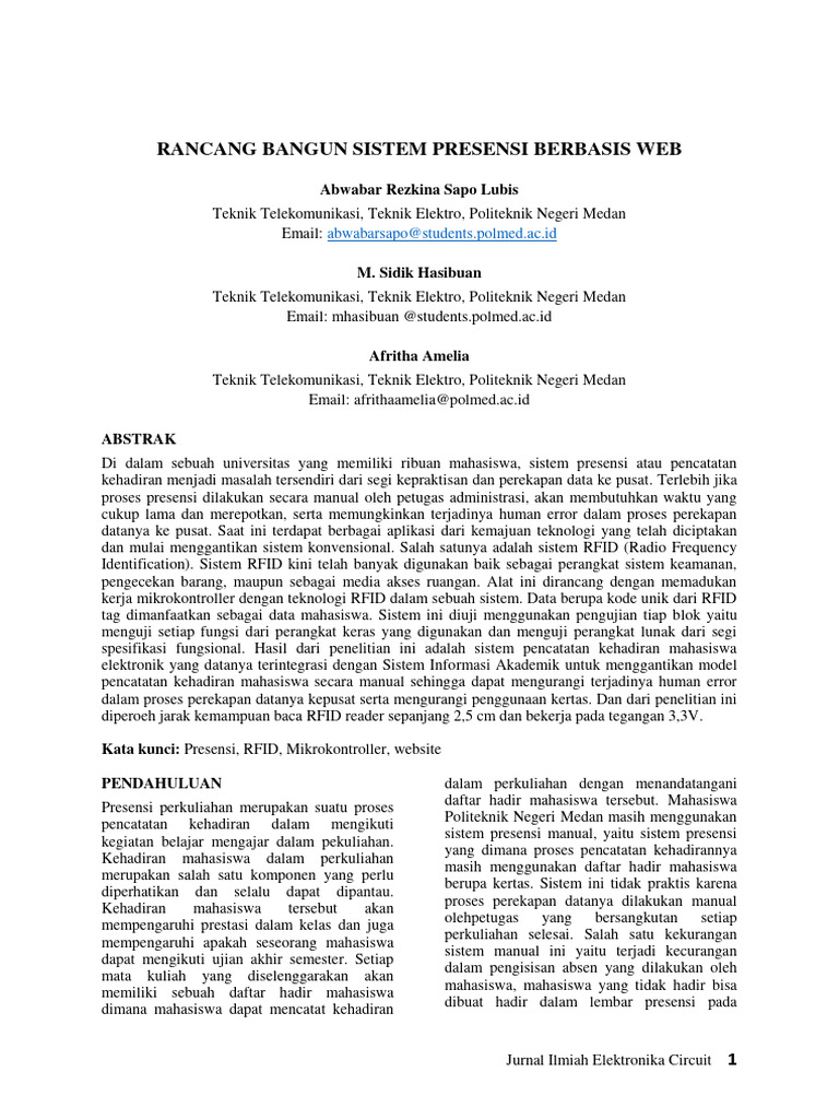 Sistem Presensi Mahasiswa Berbasis RFID | PDF