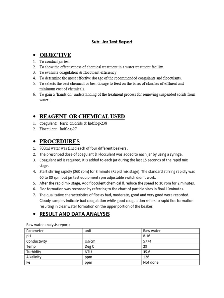 Jar Test | Download Free PDF | Water Treatment | Environmental Engineering