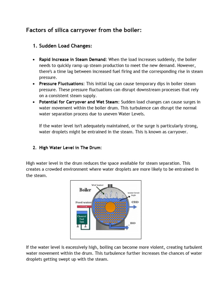 Factors of Silica Carryover From The Boiler | PDF | Boiler | Water