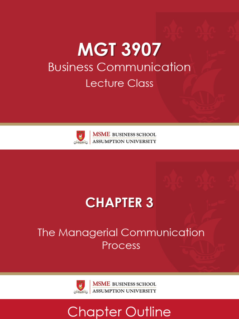 Week 3 Chapter 3 Managerial Communication Process | PDF | Communication | Cognition
