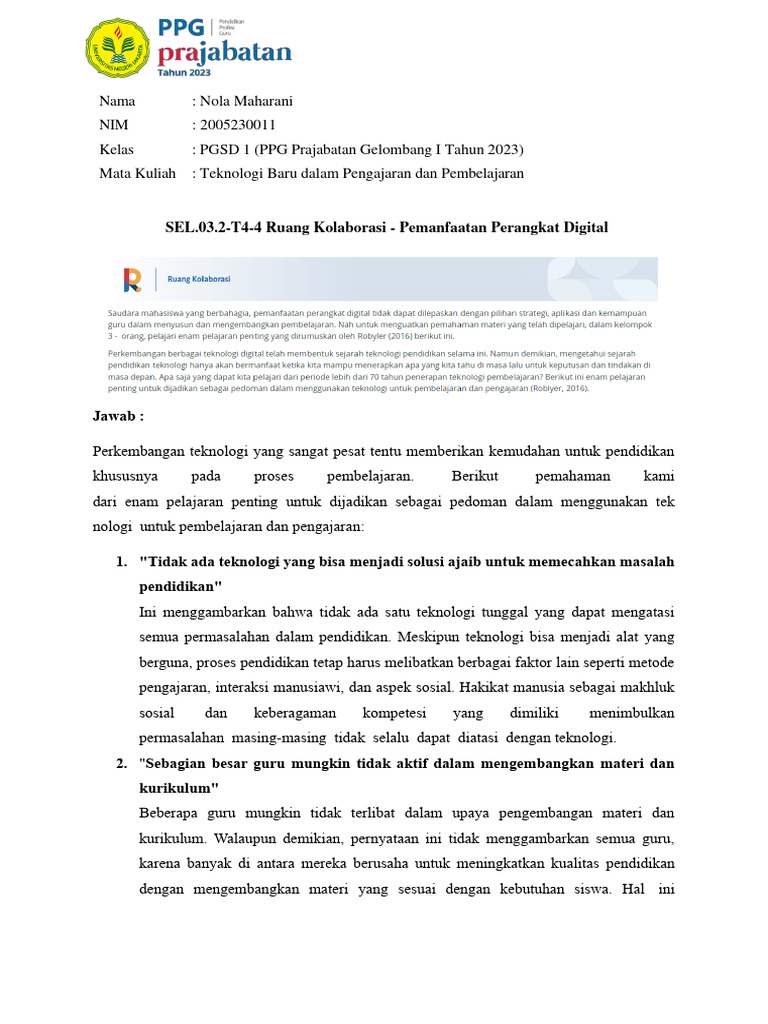 SEL.03.2-T4-4 Ruang Kolaborasi - Pemanfaatan Perangkat Digital - Nola Maharani - 2005230011 ...