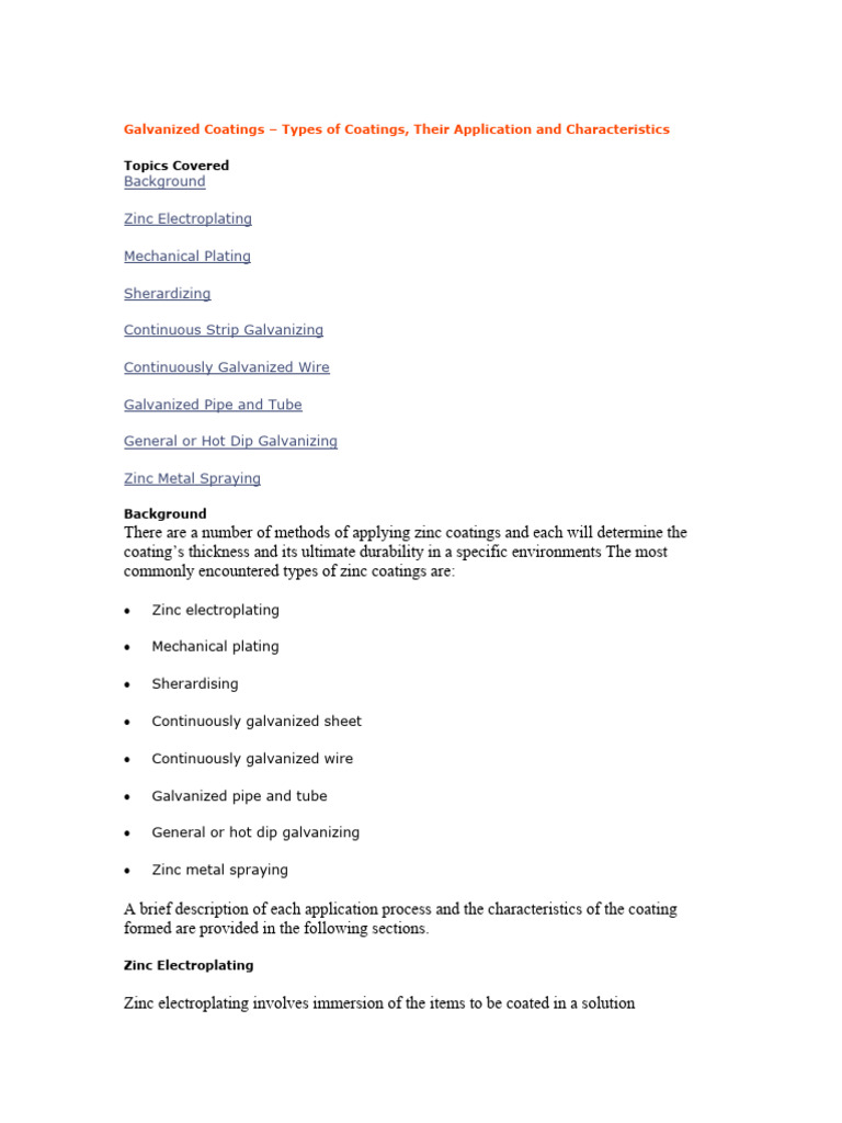 Galvanized Coatings | Download Free PDF | Galvanization | Pipe (Fluid Conveyance)