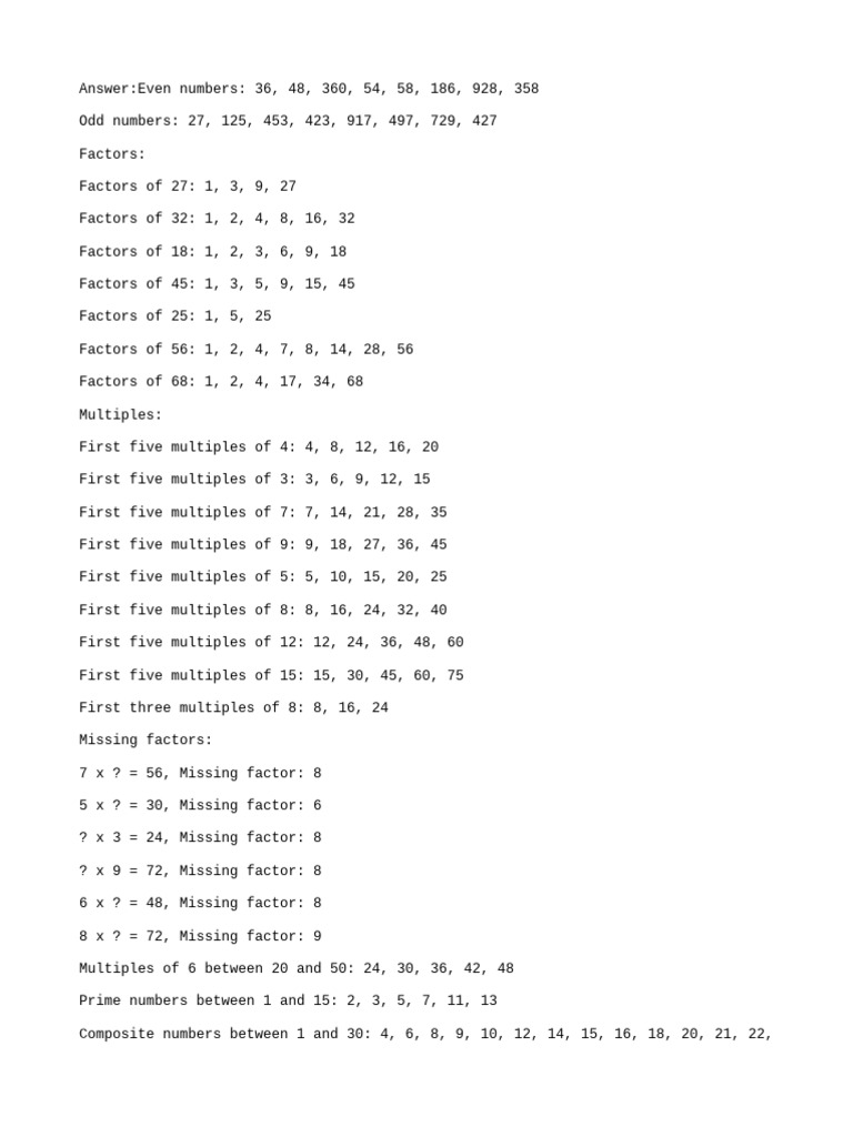 Factors Answers | PDF
