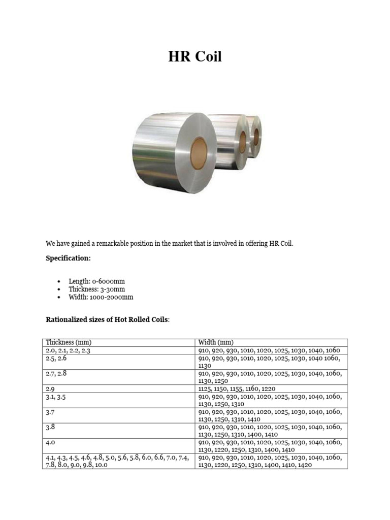 HR Coil | PDF | Ultimate Tensile Strength | Building Materials
