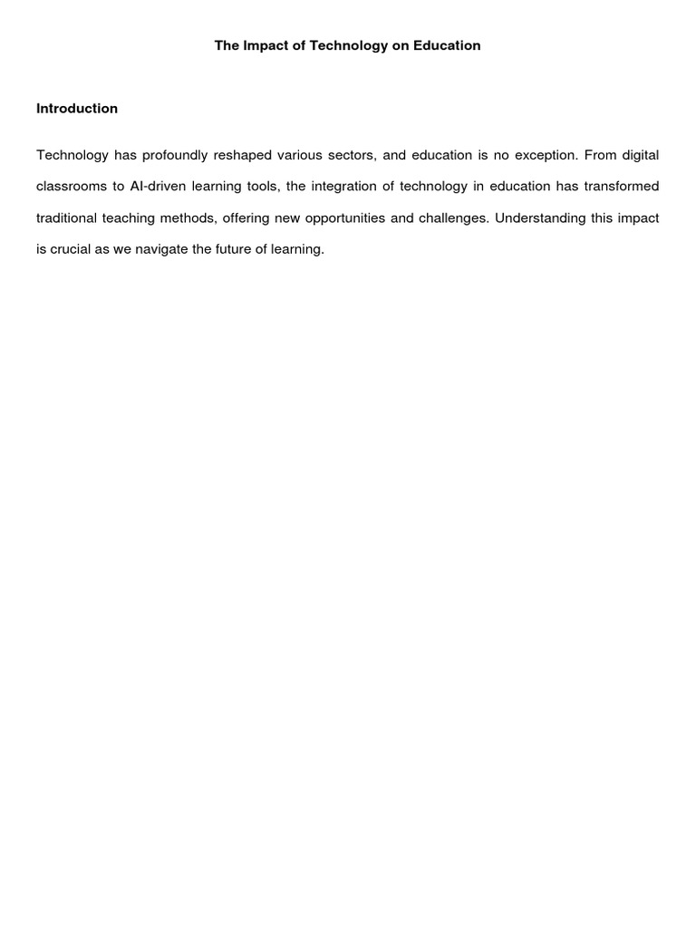 The Impact of Technology On Education | PDF | Educational Technology ...