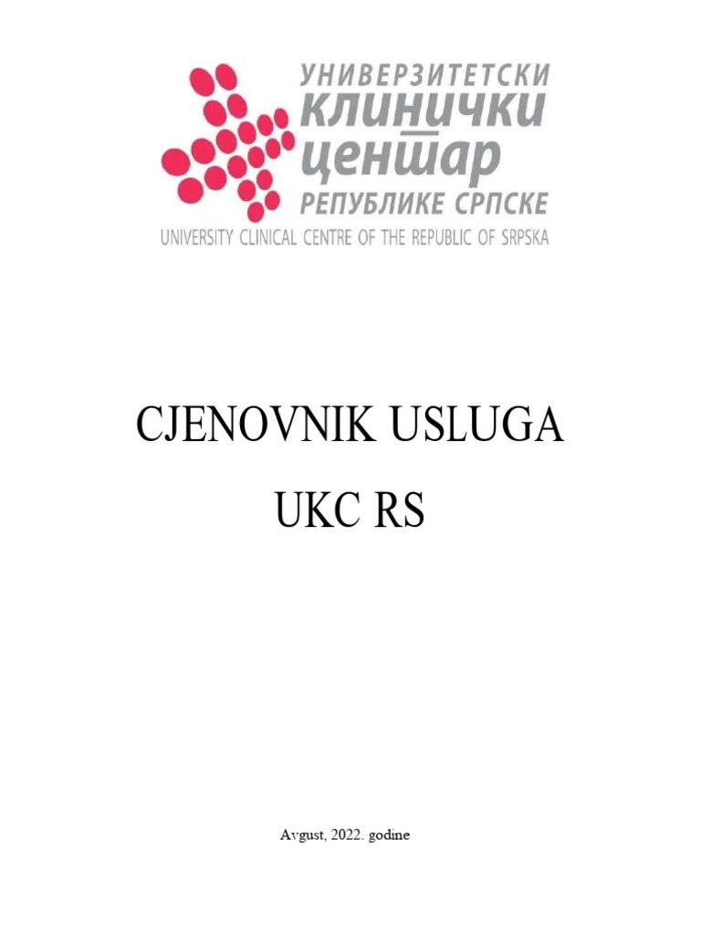 Cjenovnik2022avgust - UKC RS | PDF