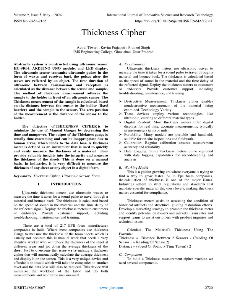 Thickness Cipher | Download Free PDF | Ultrasound | Calibration Thickness Cipher | Download Free PDF | Ultrasound | Calibration