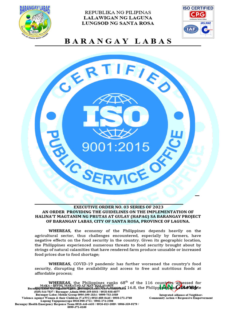 Eo 03 - 2023 Hapag | PDF | Food Security | Hunger