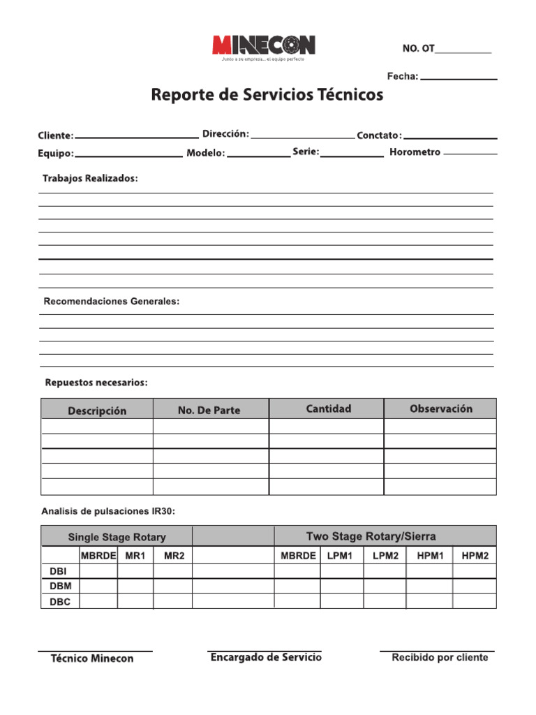 Reporte de Servicios Técnicos Formulario 2024 Mineco | PDF
