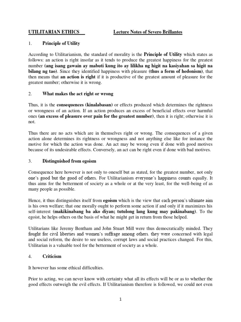 Ivg. Utilitarian Ethics | PDF | Utilitarianism | Psychological Egoism