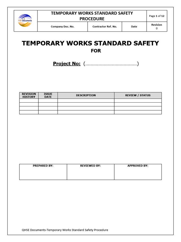 QHSE Documents-Temporary Works Standard Safety Procedure | Download ...