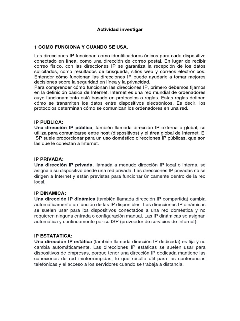 Actividad Investigar REDES DE COMPUTADORES ACTIVIDAD 2 | PDF | Internet ...