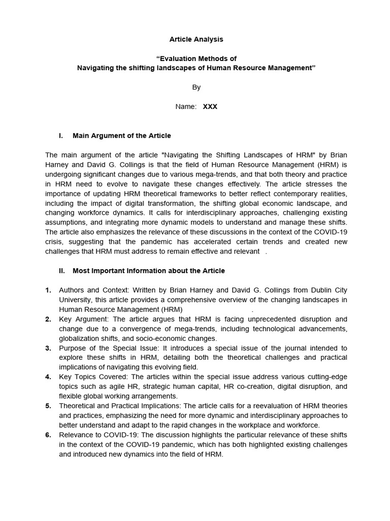 Article Analysis 3-Evaluation Methods of Navigating The Shifting ... Article Analysis 3-Evaluation Methods of Navigating The Shifting ...