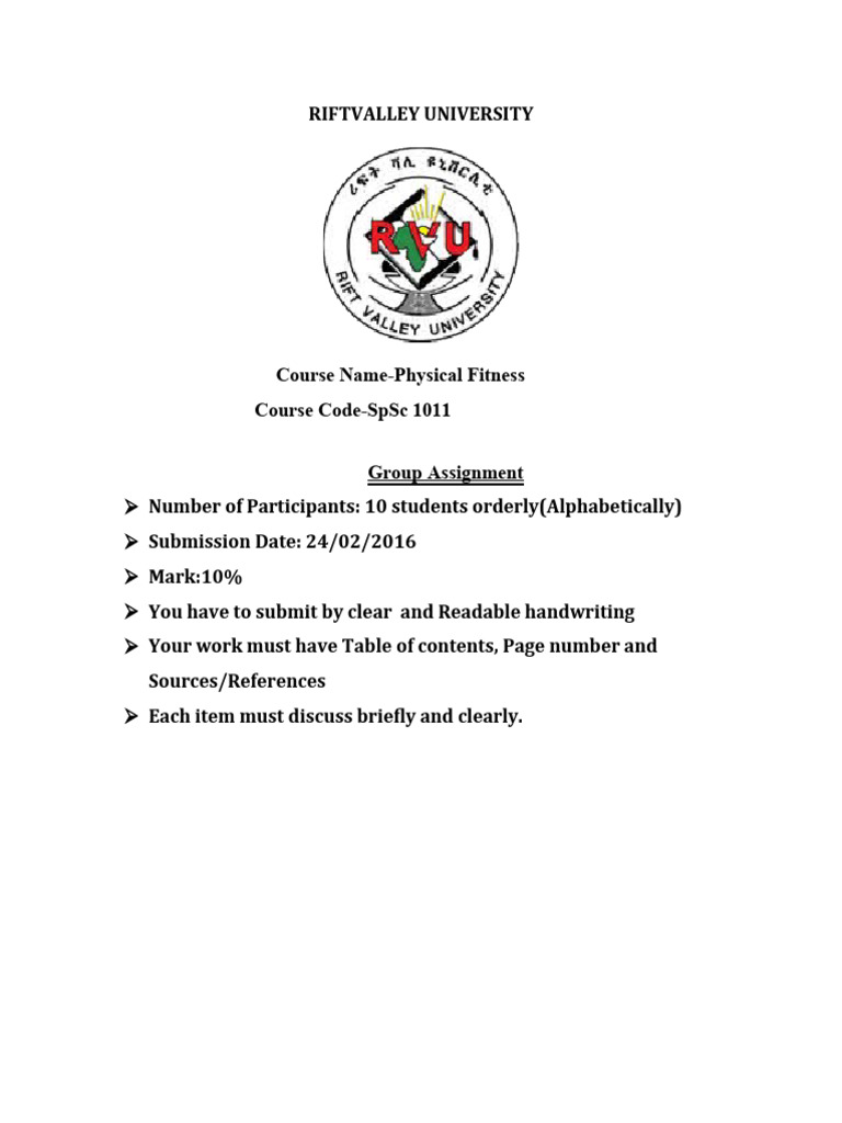 Physical Fitness Assignment | PDF