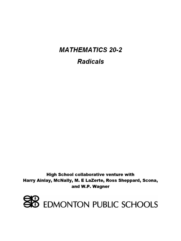 Mathematics 20 2 Radicals | PDF | Equations | Area