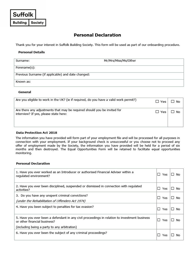 Personal Declaration | PDF | Bankruptcy | Justice
