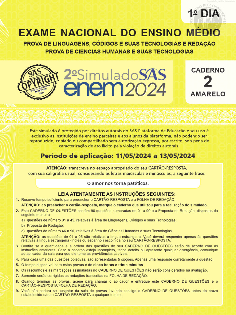 2° Simulado SAS 2024 | PDF