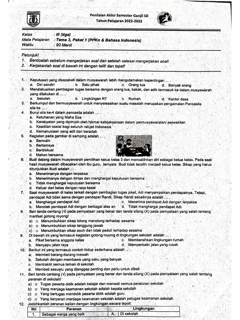 Soal Ulangan Tema 3 | PDF