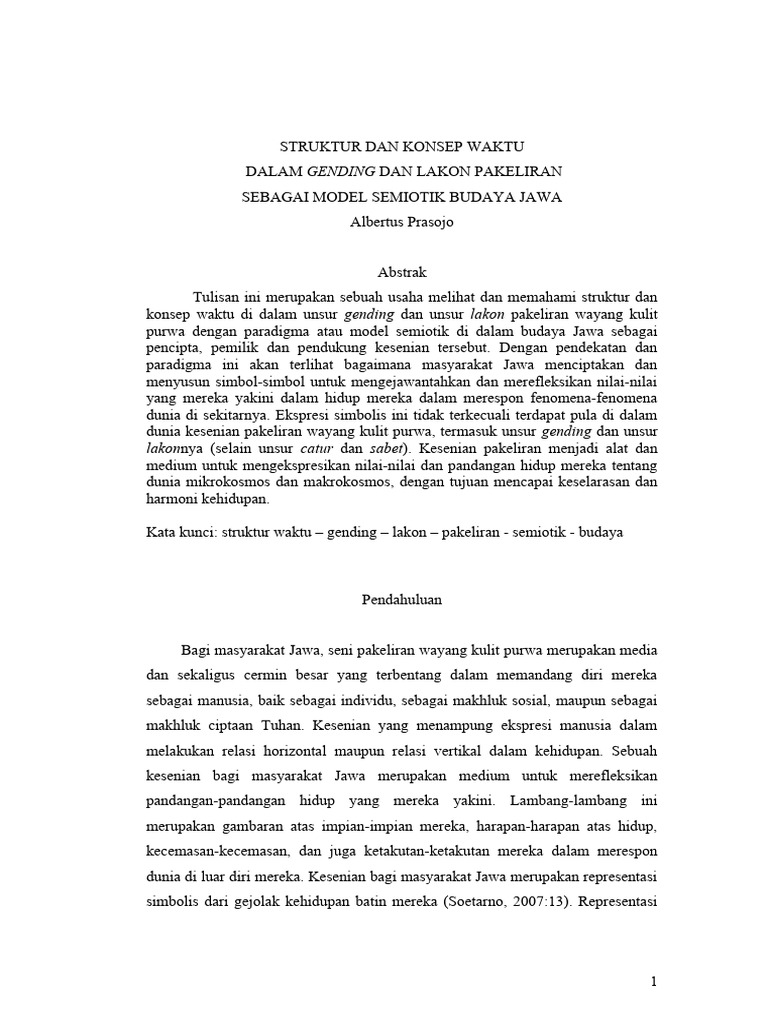 struktur dan konsep waktu dlm gending dan lakon | PDF