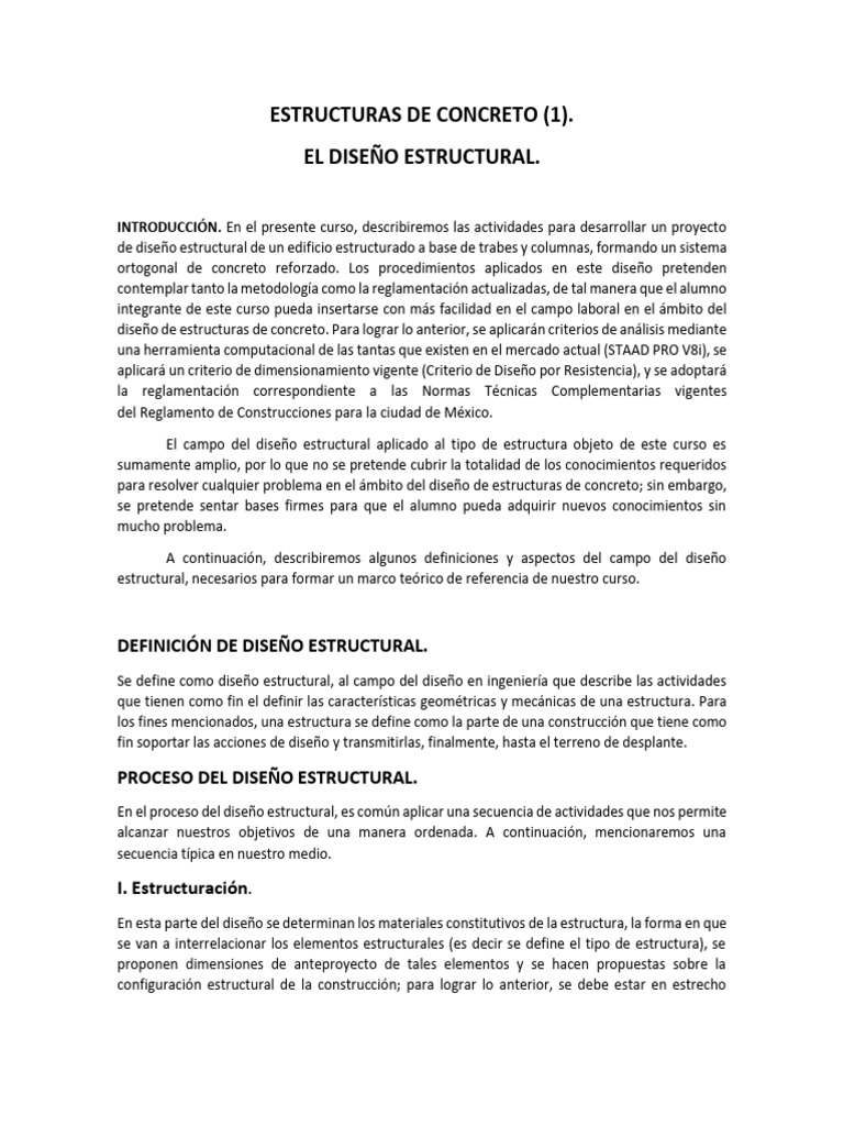 Diseño Estructural de Concreto Reforzado | PDF | Diseño | Hormigón