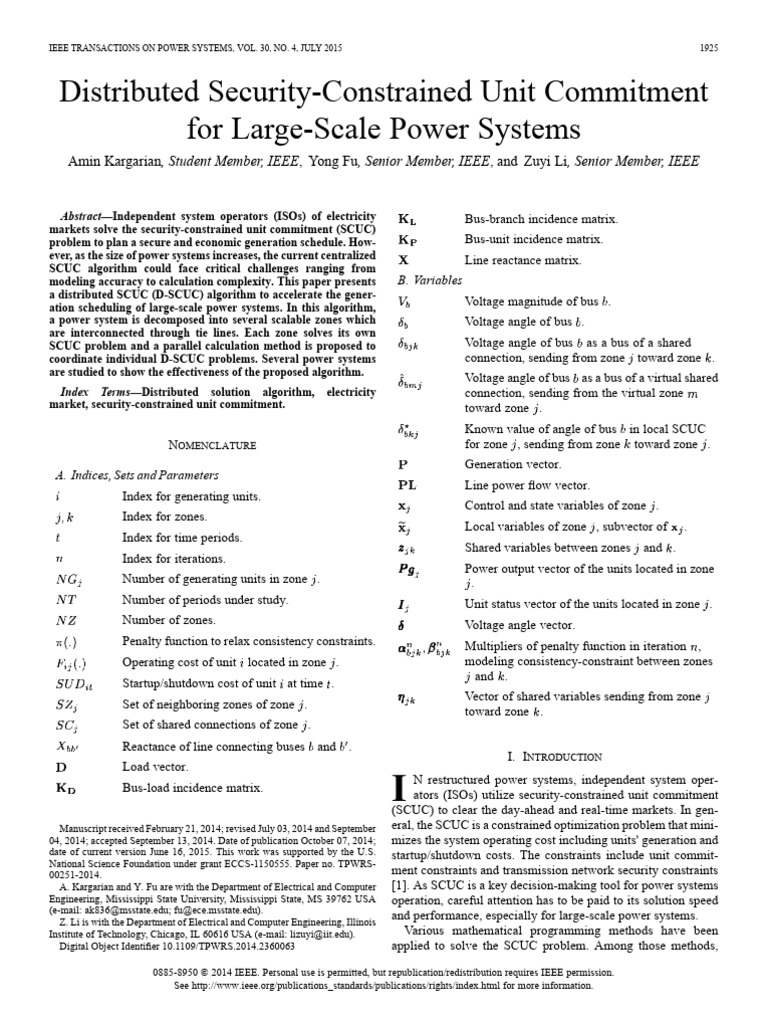 Distributed Security Constrained Unit Commitment For Large Scale Power