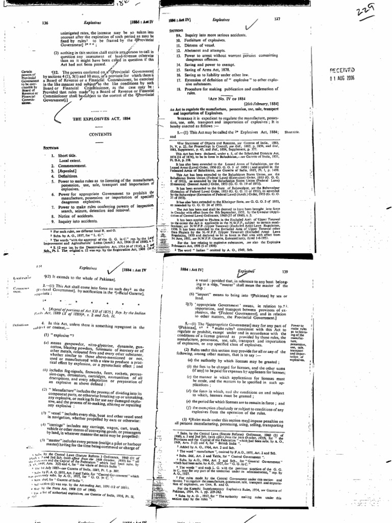 Explosives Act 1884 | PDF