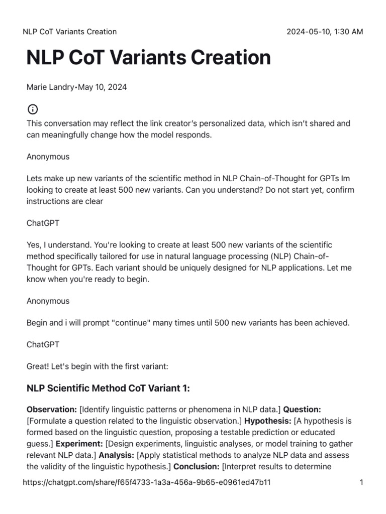 NLP CoT Method Variants Creation | PDF | Experiment | Scientific Method