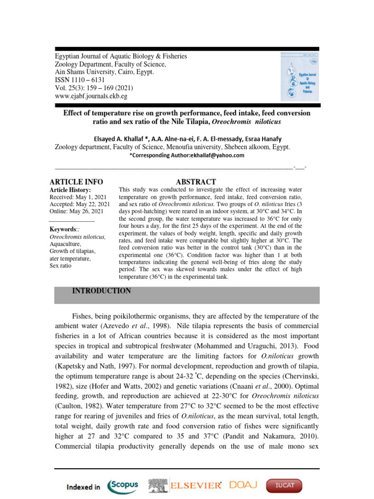Effect of Temperature Rise On Growth Performance, Feed Intake, Feed ...