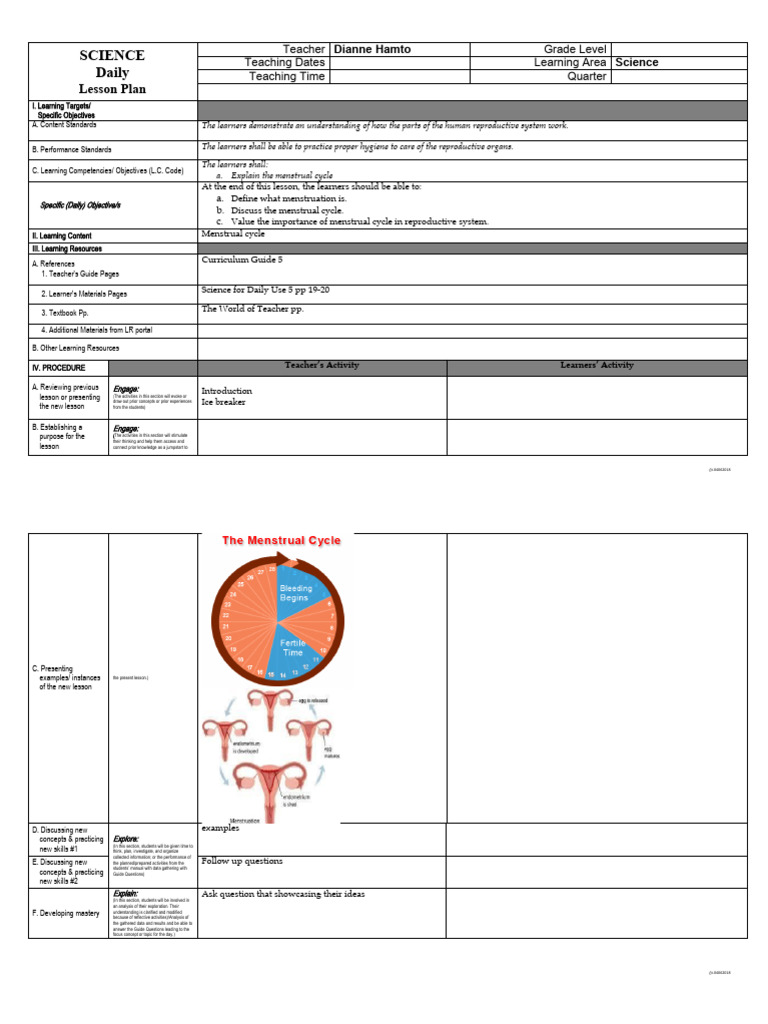 DLP 5es Template | PDF | Learning | Cognition
