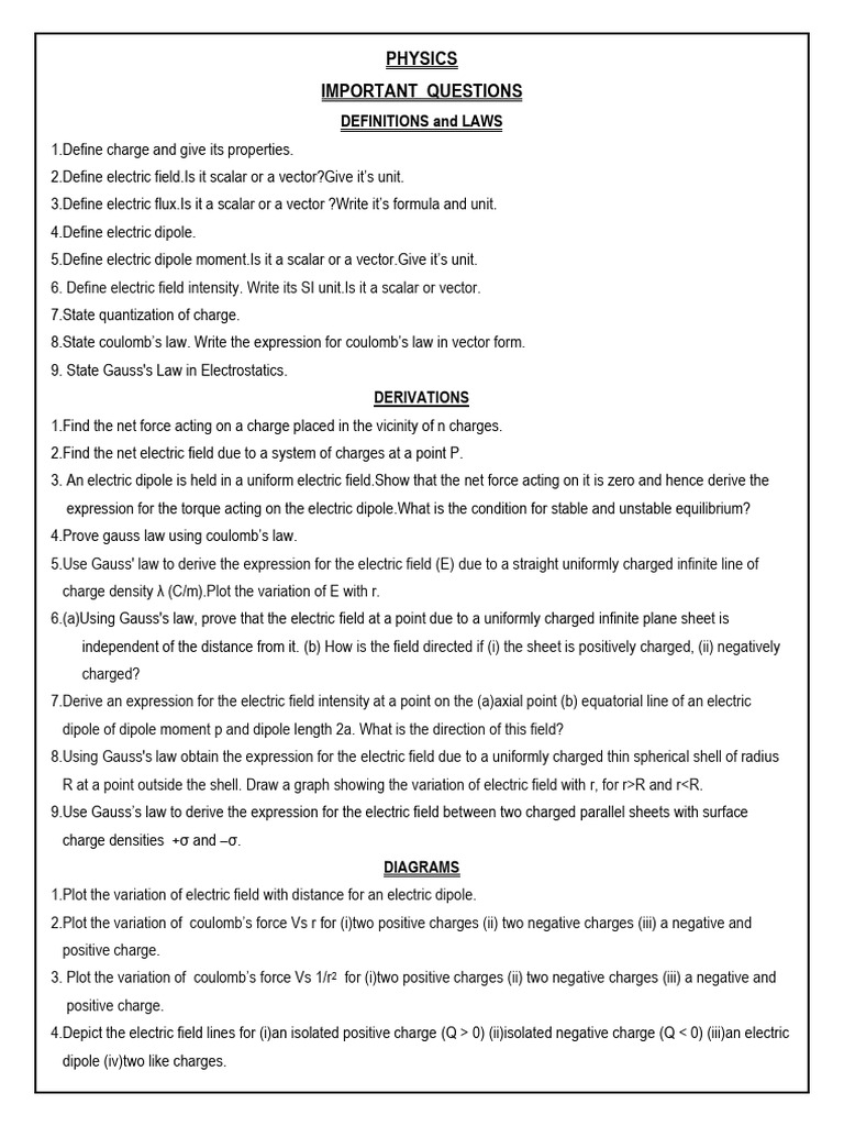 Physics Ut-I Study Material | PDF | Capacitance | Capacitor