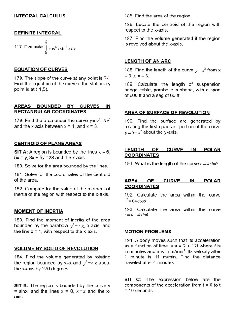 Integral Calculus | PDF | Acceleration | Area