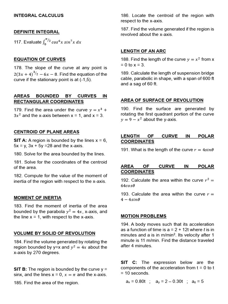 INTEGRAL-CALCULUS | Download Free PDF | Area | Acceleration