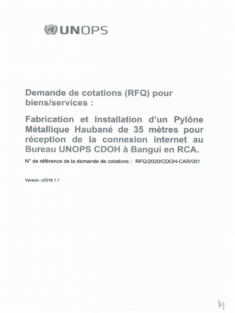 RFQ - 2020 - CDOH-CAR - 001 - Fabrication Et Installation D'un Pylône ...