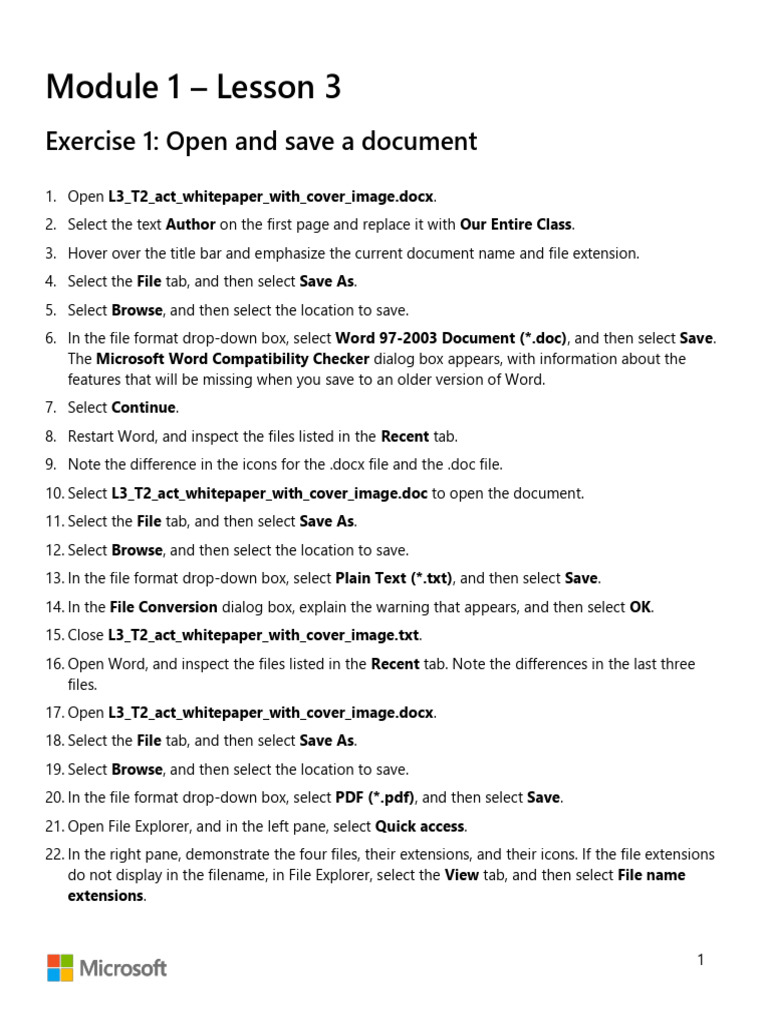 Exercise 1 & 2 | PDF | Microsoft Word | Text File