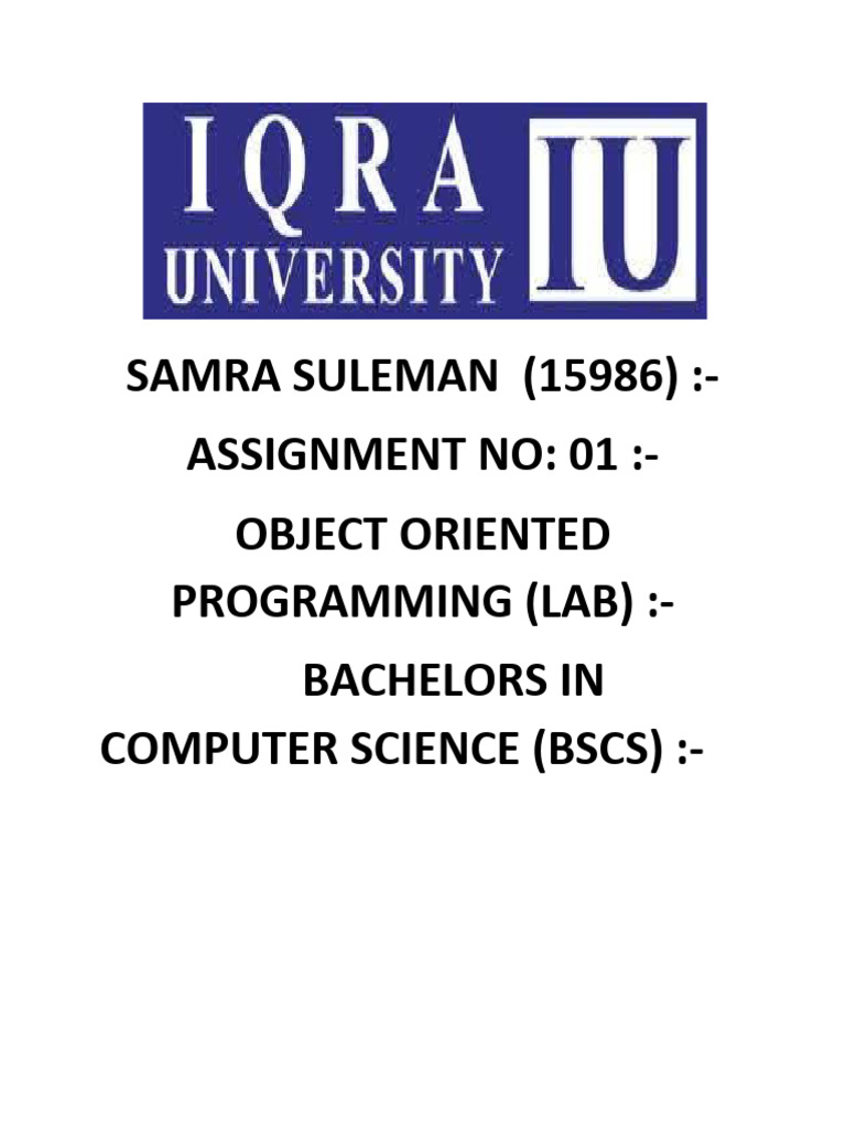 Oop Lab Assignment 1 | Download Free PDF | Software Development ... Oop Lab Assignment 1 | Download Free PDF | Software Development ...