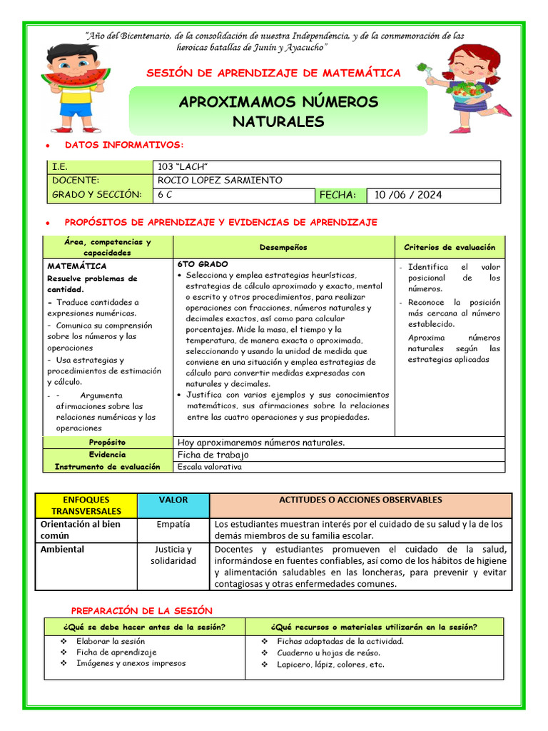 Ses-Mat - Aproximamos Números Naturales | PDF | Aprendizaje | Evaluación