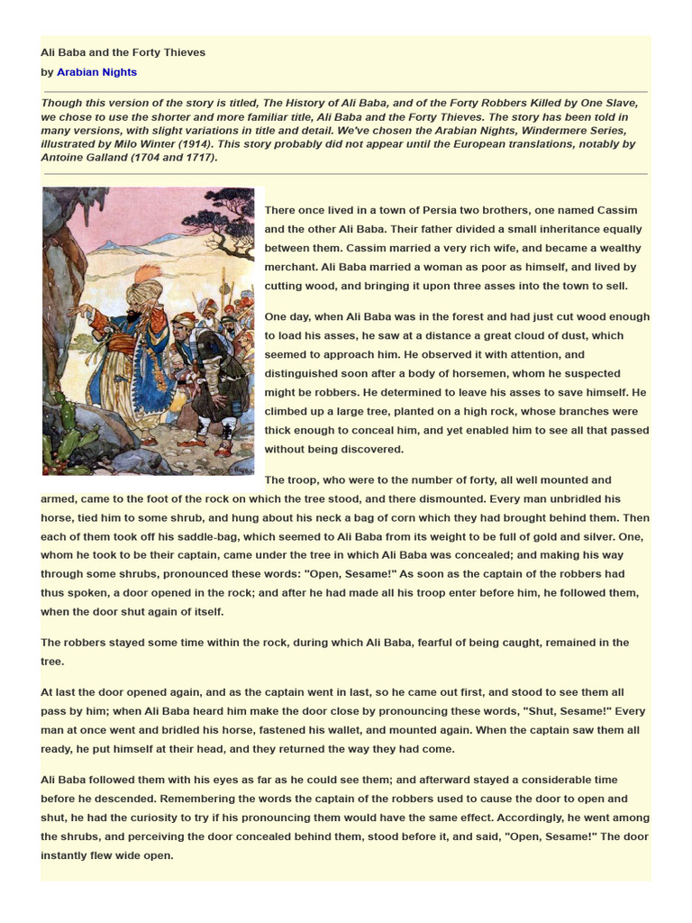 Ali Baba and The Forty Thieves 1 | PDF