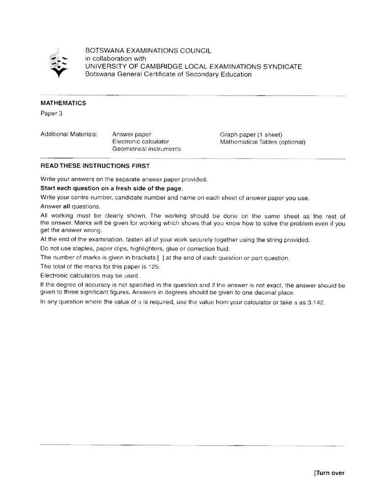 Maths Paper 3 Rev Kit | PDF