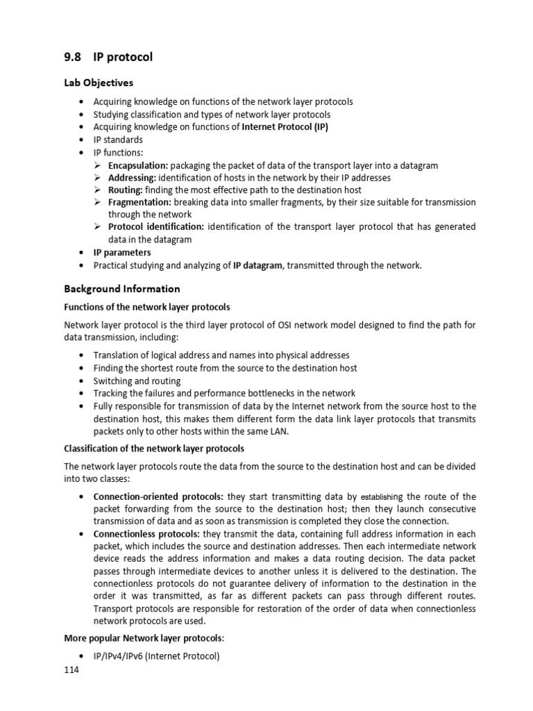 Lab 6 Ip Protocol Pdf Internet Protocols Internet Protocol Suite