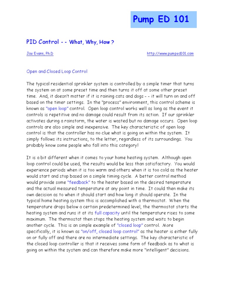 Pump ED 101: PID Control | PDF | Thermostat | Derivative