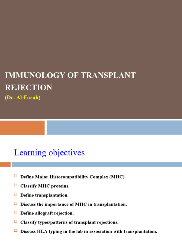 MHC & Transplant Immunology | PDF | Major Histocompatibility Complex | Transplant Rejection
